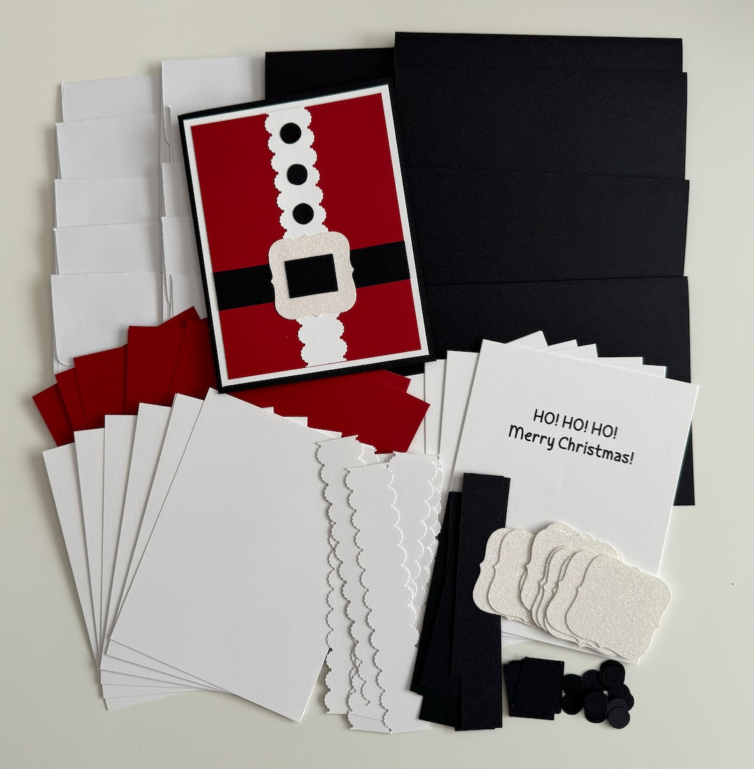 DIY Set of 10 Santa Suit Card Kit, Handmade, 1 Sample + Supplies for 9 ...