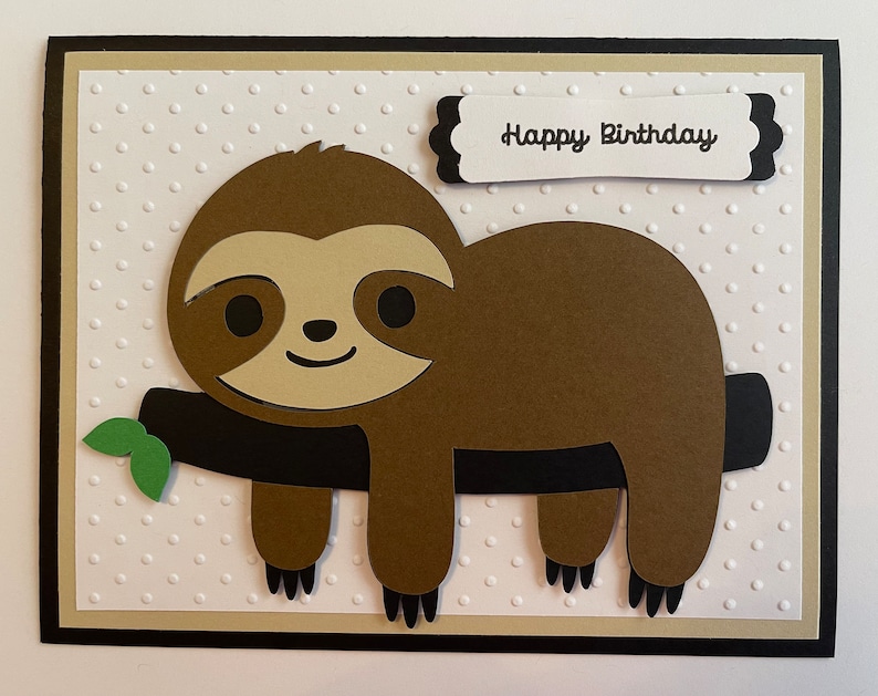 Sloth Birthday A2 Card, Handmade - Etsy
