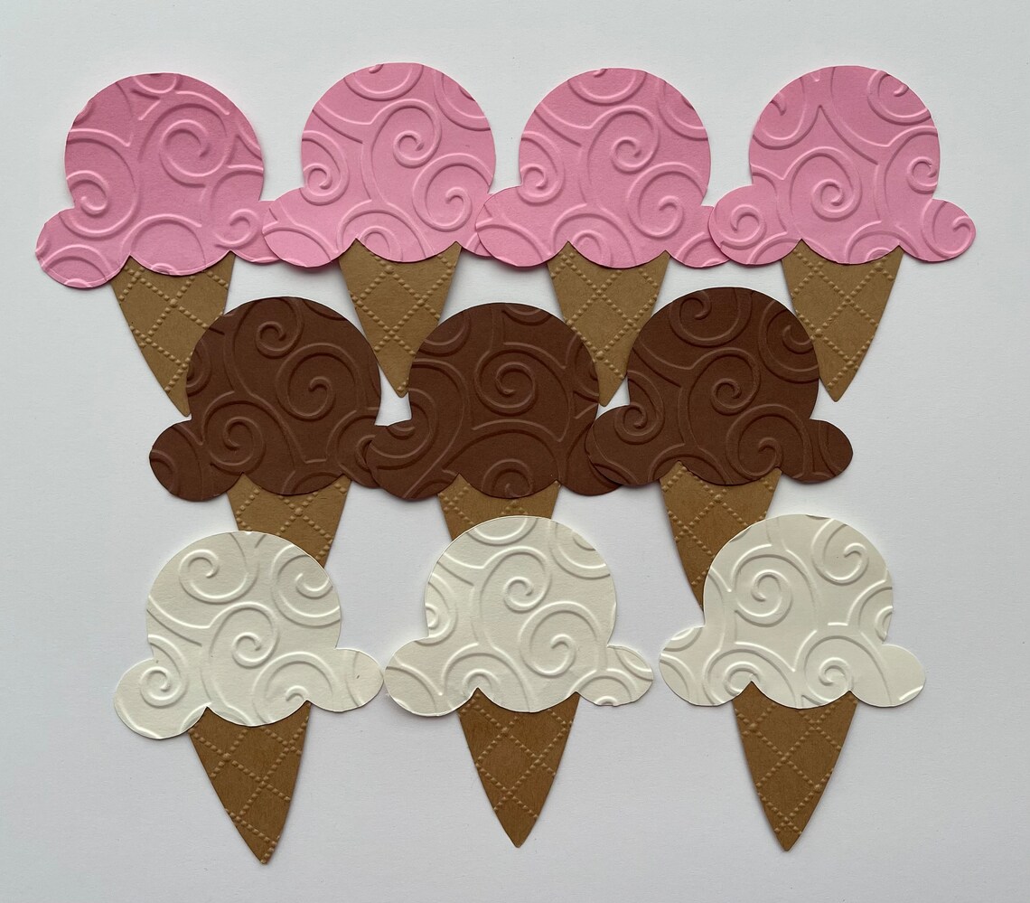 Ice Cream Die Cuts Set of 10, Strawberry, Chocolate, Vanilla, Summer ...