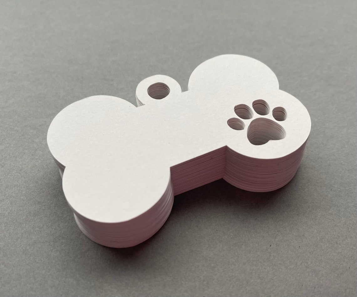 Set of 50 Dog Bone Tags With Paw Print, Card Making, Scrapbooking ...