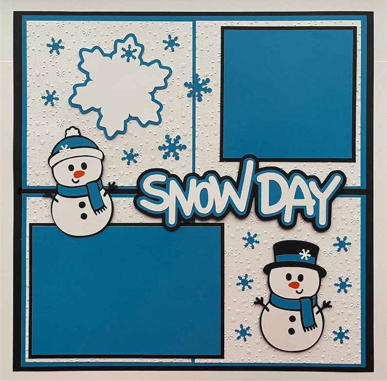 Premade snow Day 12x12 Scrapbook Page, Snow, Snowman, Snowball - Etsy