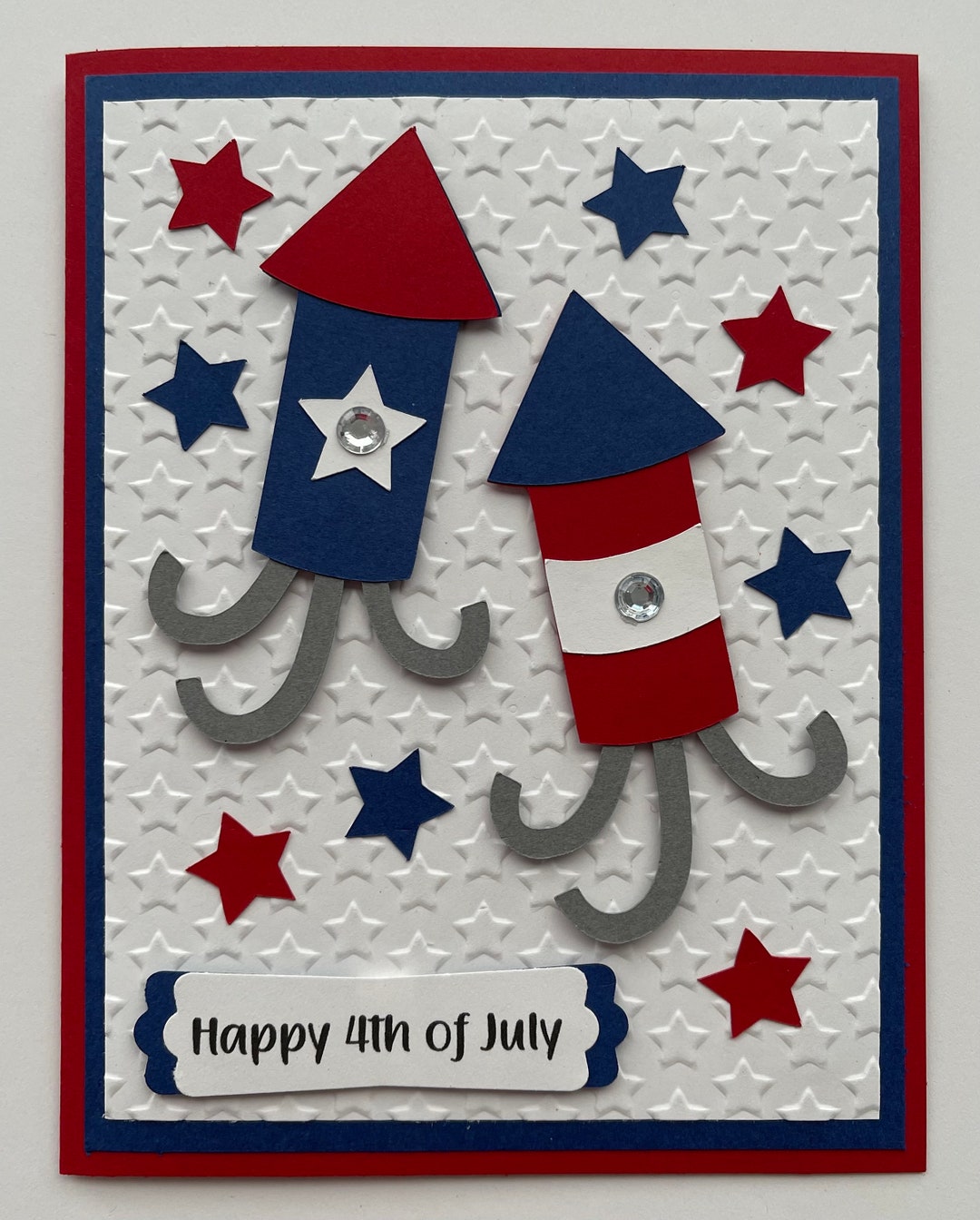 Fourth of July "fireworks" A2 Card, Independence, Red White Blue, USA ...