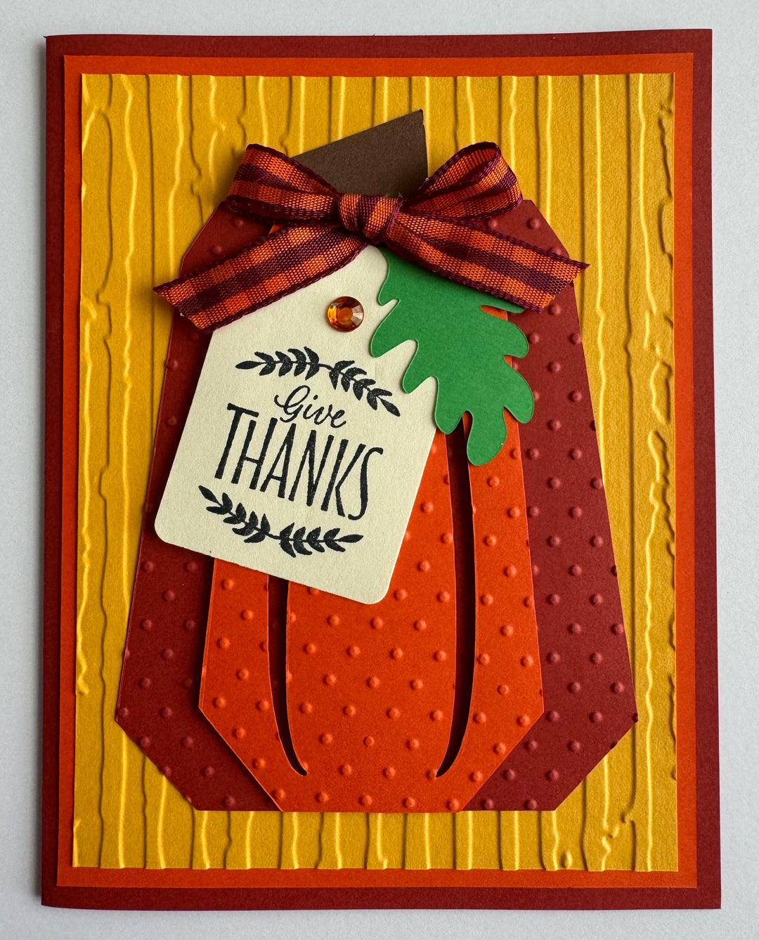 Thanksgiving Primitive Pumpkin A2 Card, Give Thanks, Handmade - Etsy