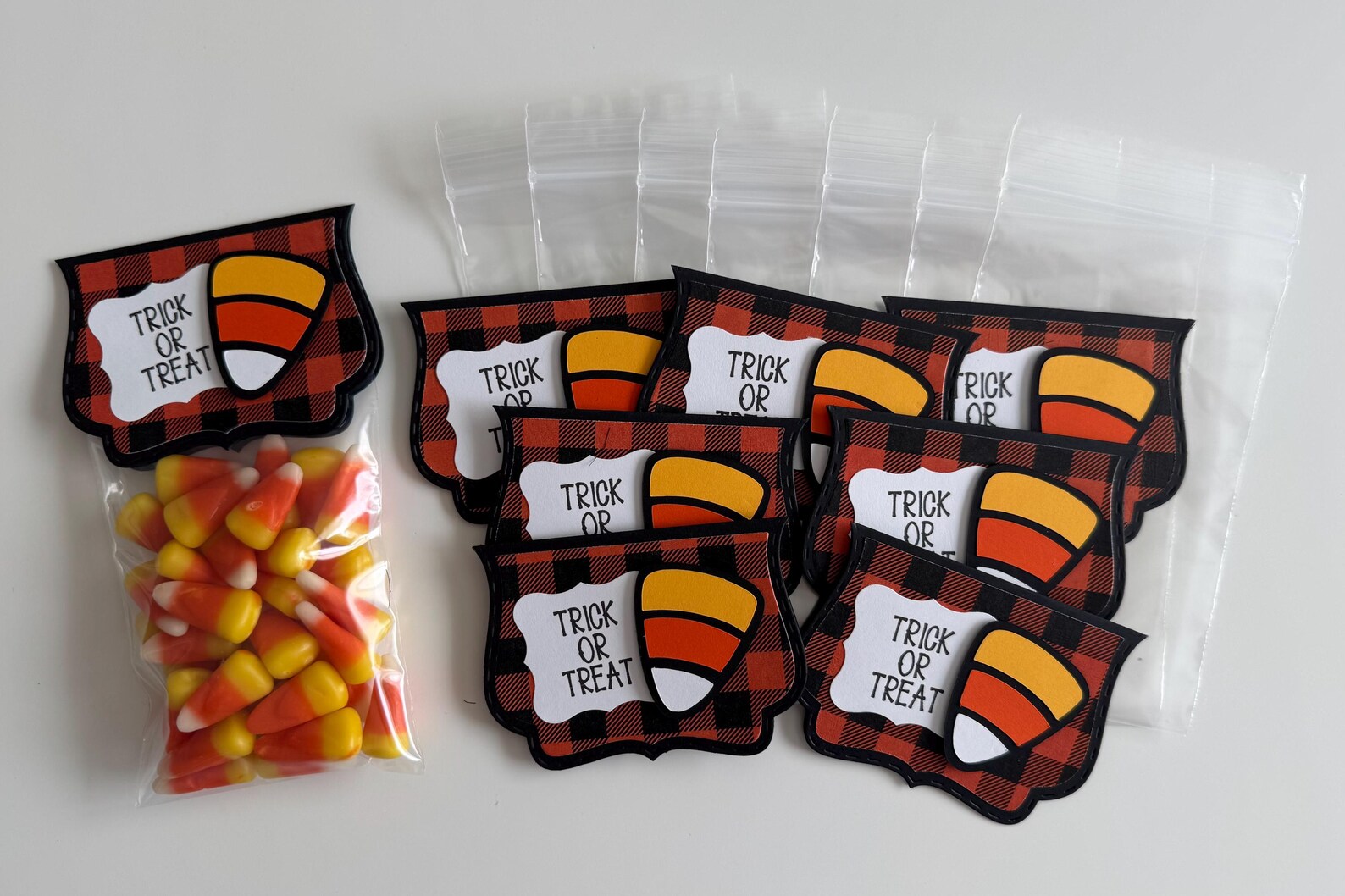Set of 8 Halloween Treat Toppers With Bags, Handmade, Trick or Treat ...