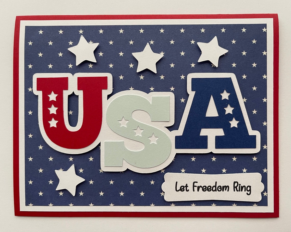 Patriotic USA A2 Card, Handmade, 4th of July, Independence Day, Stars ...