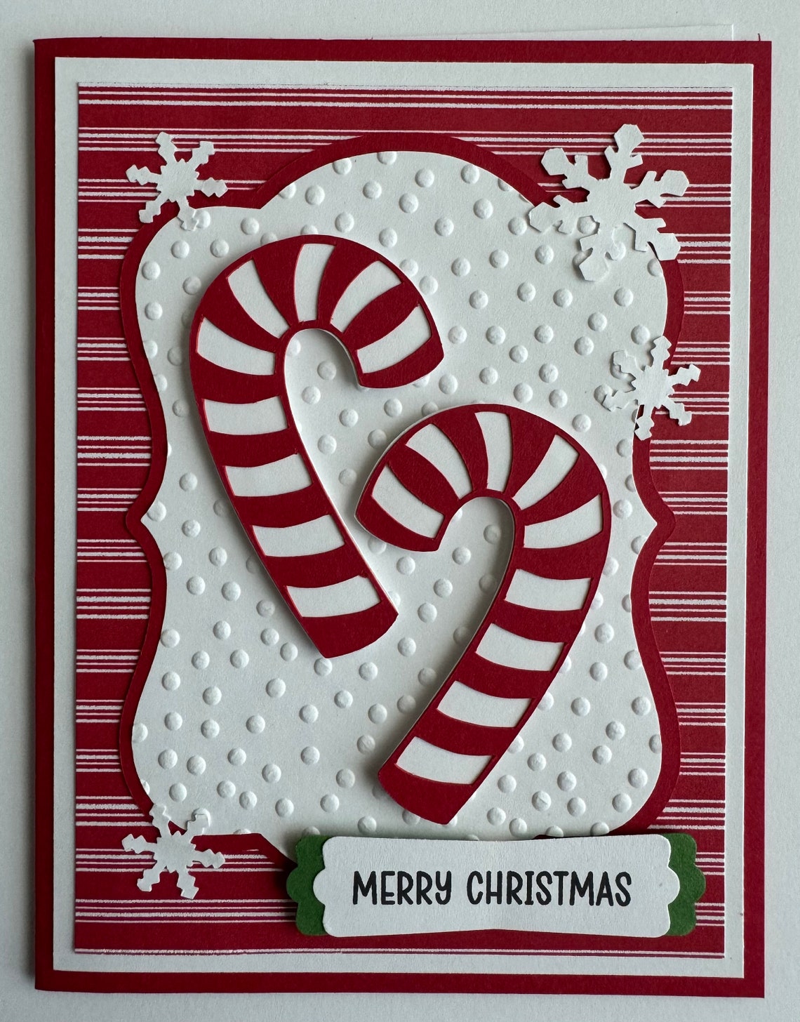Christmas Candy Canes A2 Card, Handmade, Stampin Up, Xmas, Snowflakes ...