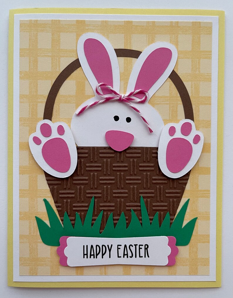 Easter "bunny in Basket" A2 Card, Spring, Handmade - Etsy