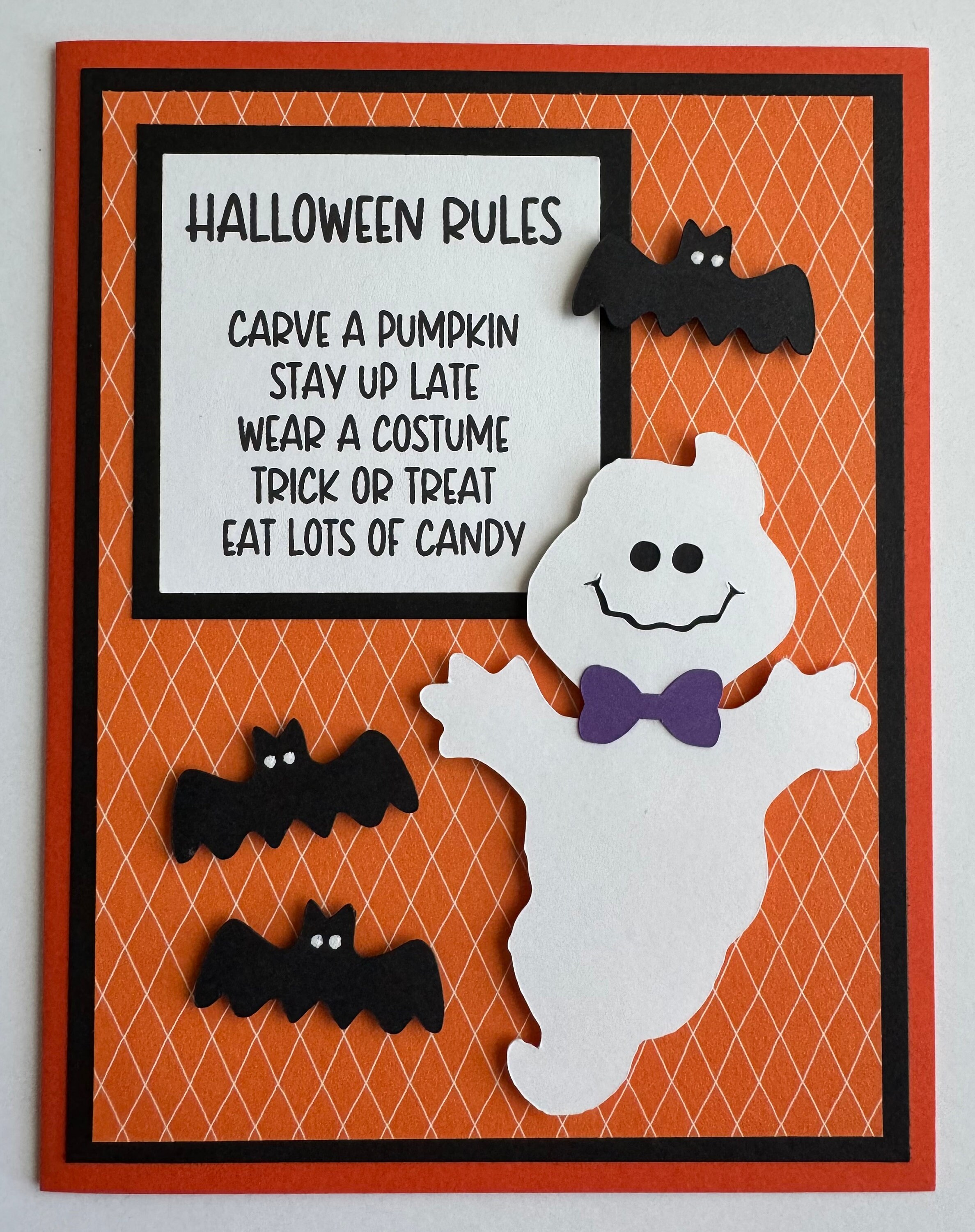 Halloween Rules A2 Card, Handmade, Ghost, Bats, Spooky - Etsy