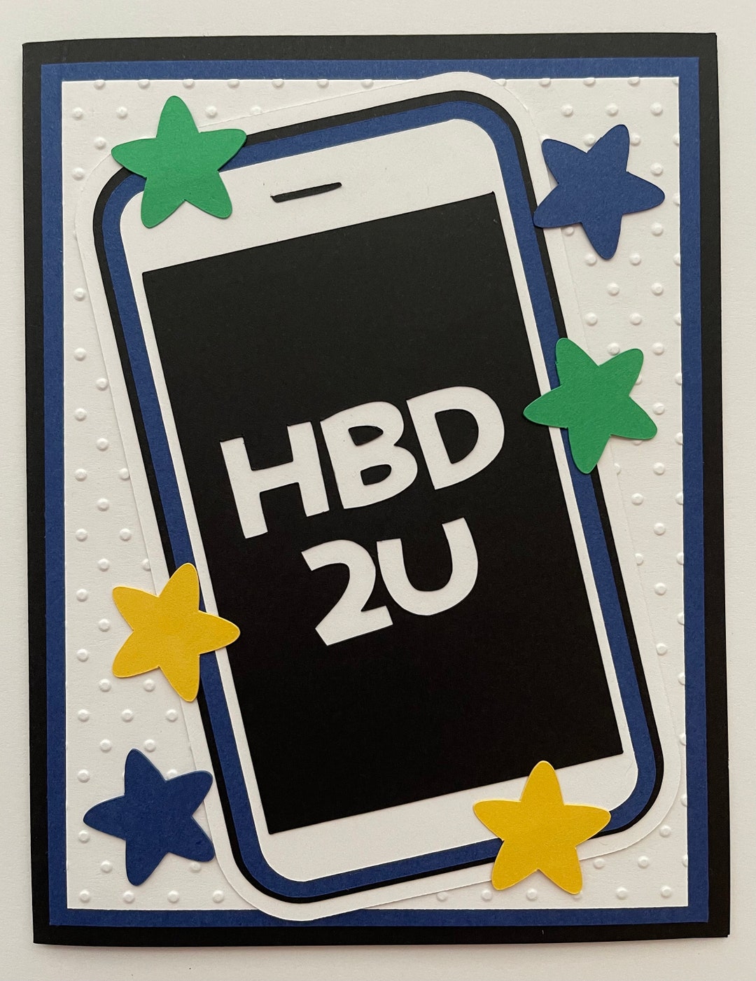 Birthday "phone" A2 Birthday Card. Boy, HBD2U, Handmade - Etsy