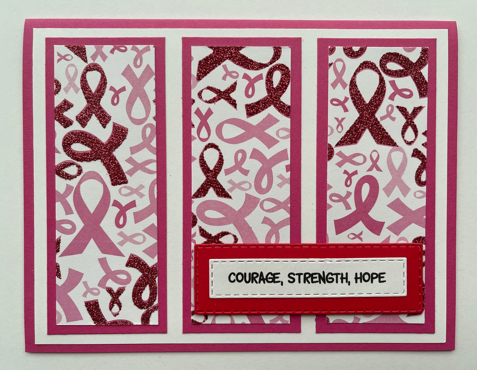 Breast Cancer A2 Card, Pink, Courage, Strenght, Hope - Etsy