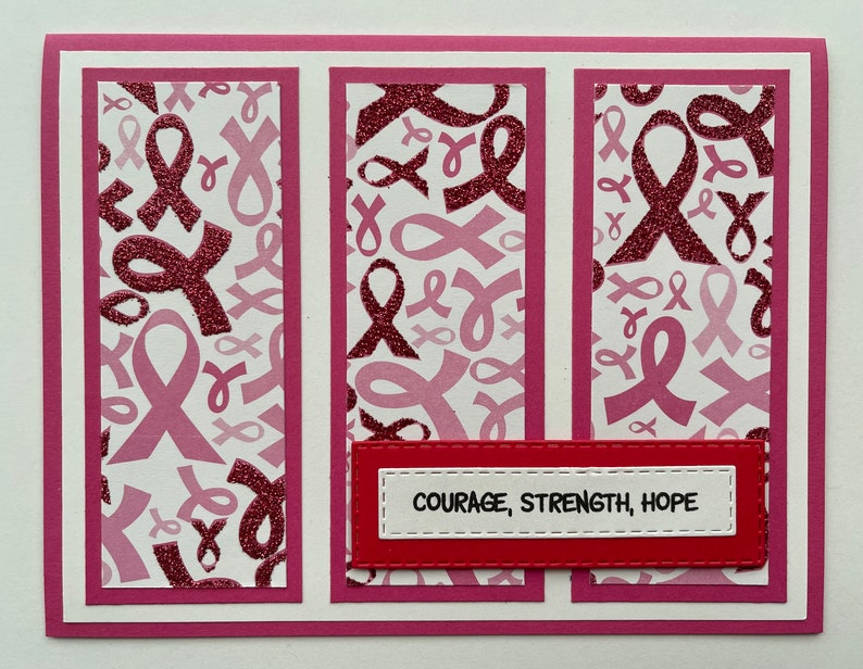 Breast Cancer A2 Card, Pink, Courage, Strenght, Hope - Etsy