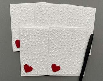 Valentine's Day Notecards Embossed in White, Pink, and Red With a Heart ...