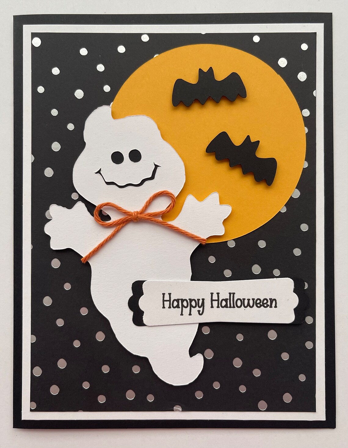 Halloween Ghost A2 Card, Ghostly Greetings, Handmade - Etsy