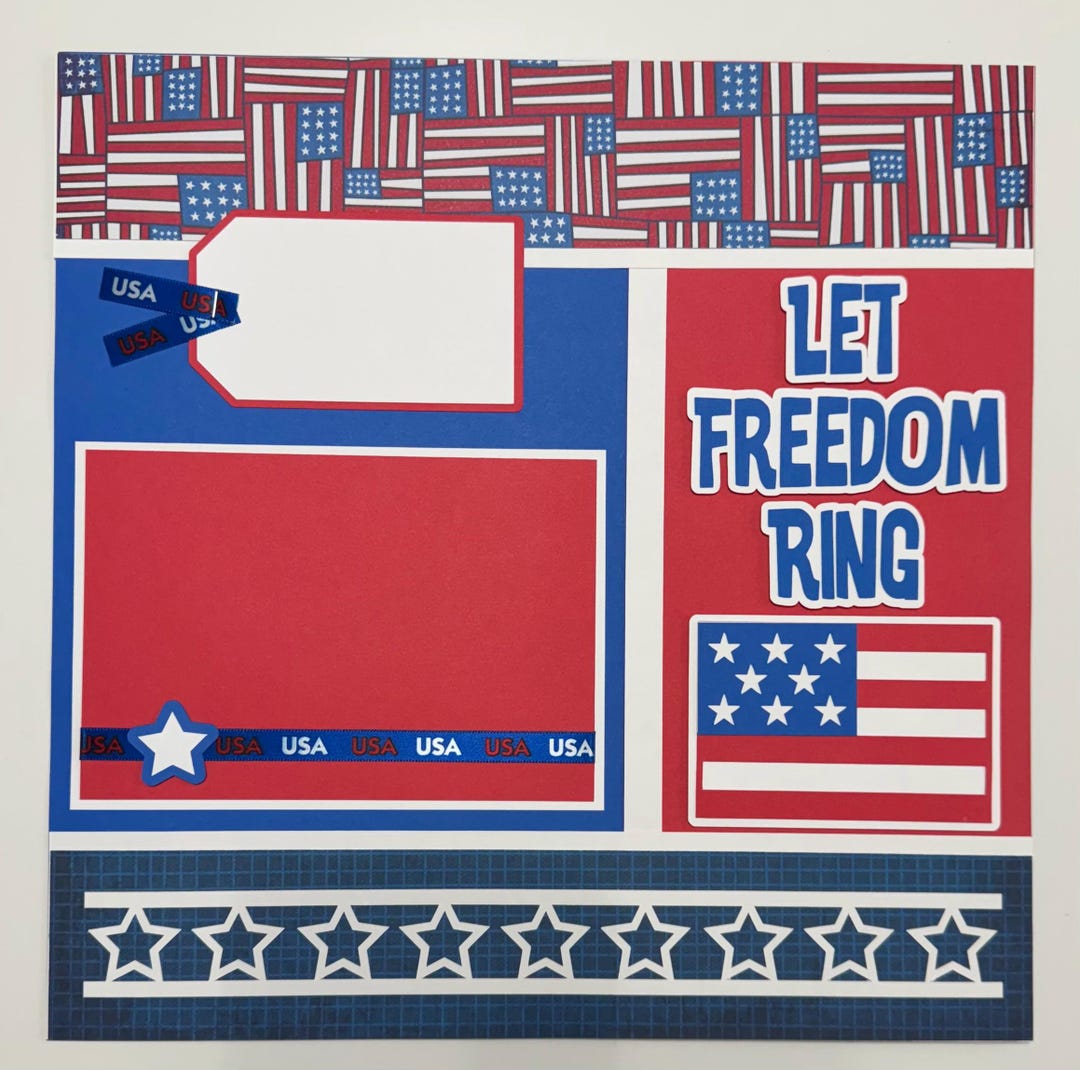 Premade "4th of July" 12"x12" Scrapbook Page, Handmade, Independence ...