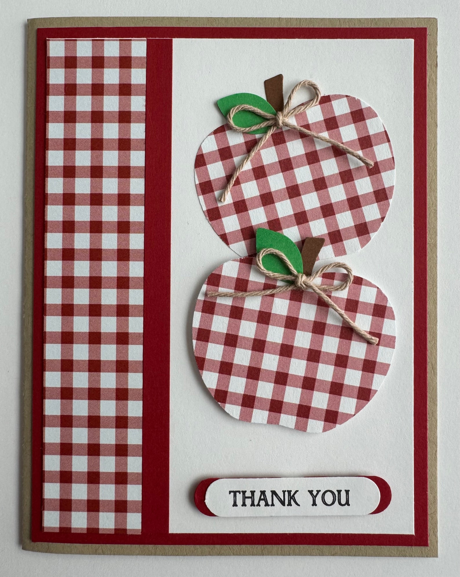 Apple "thank You" A2 Blank Note Card, Handmade, Teacher, School, Friend ...