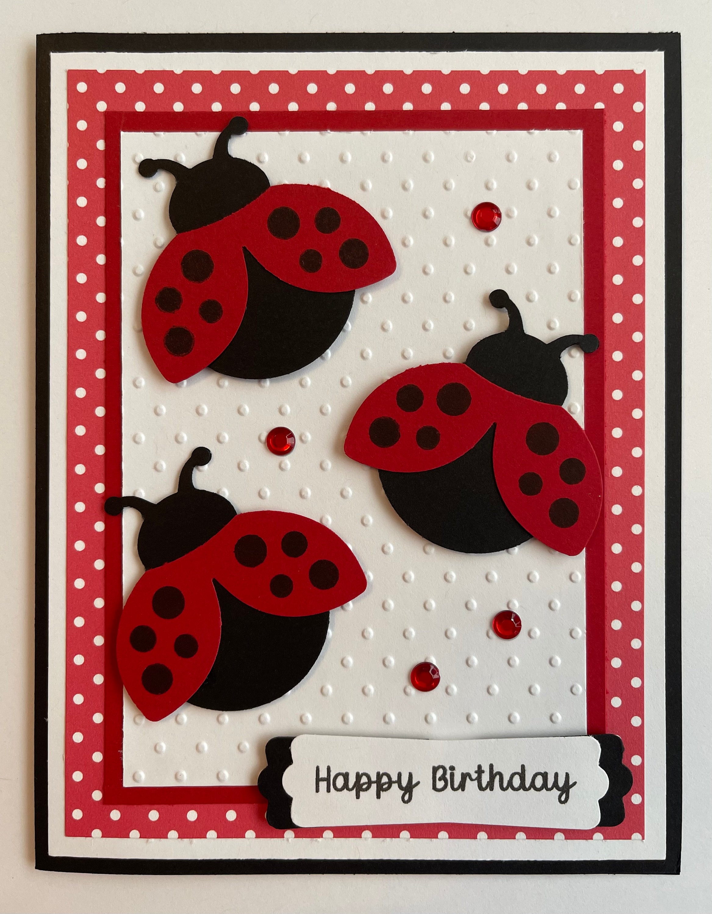 Lady Bug A2 Birthday Card, Stampin up Punch, Handmade - Etsy