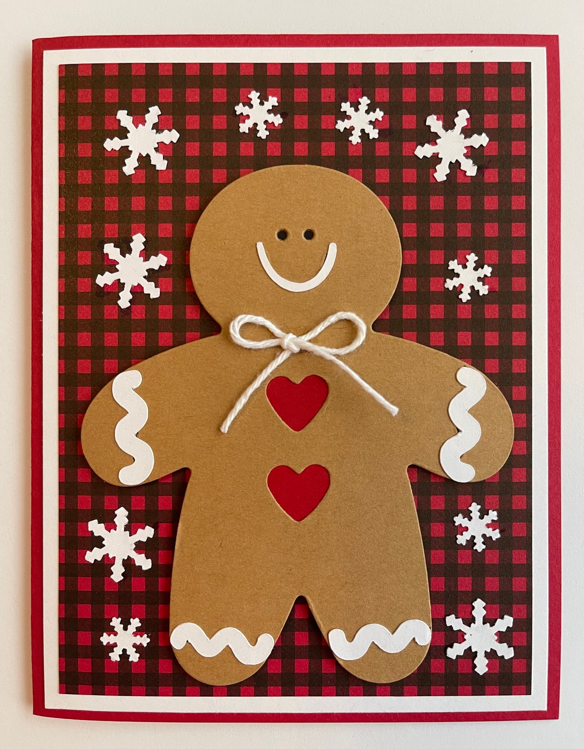 Gingerbread Man Christmas A2 Card, Handmade, Holidays, - Etsy