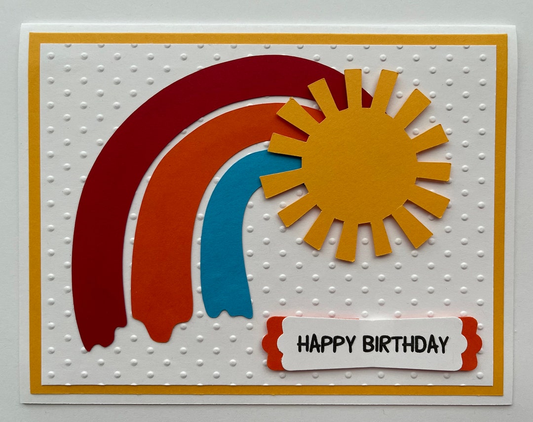 Birthday "rainbow" A2 Card, Happy Birthday, Rainbow, Sun, Handmade - Etsy
