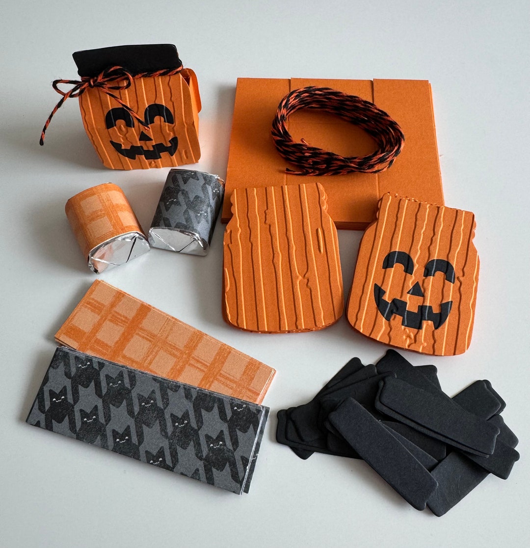 Set of 10 DIY Jack-o-lantern Treat Box KIT, Stampin Up, Handmade ...