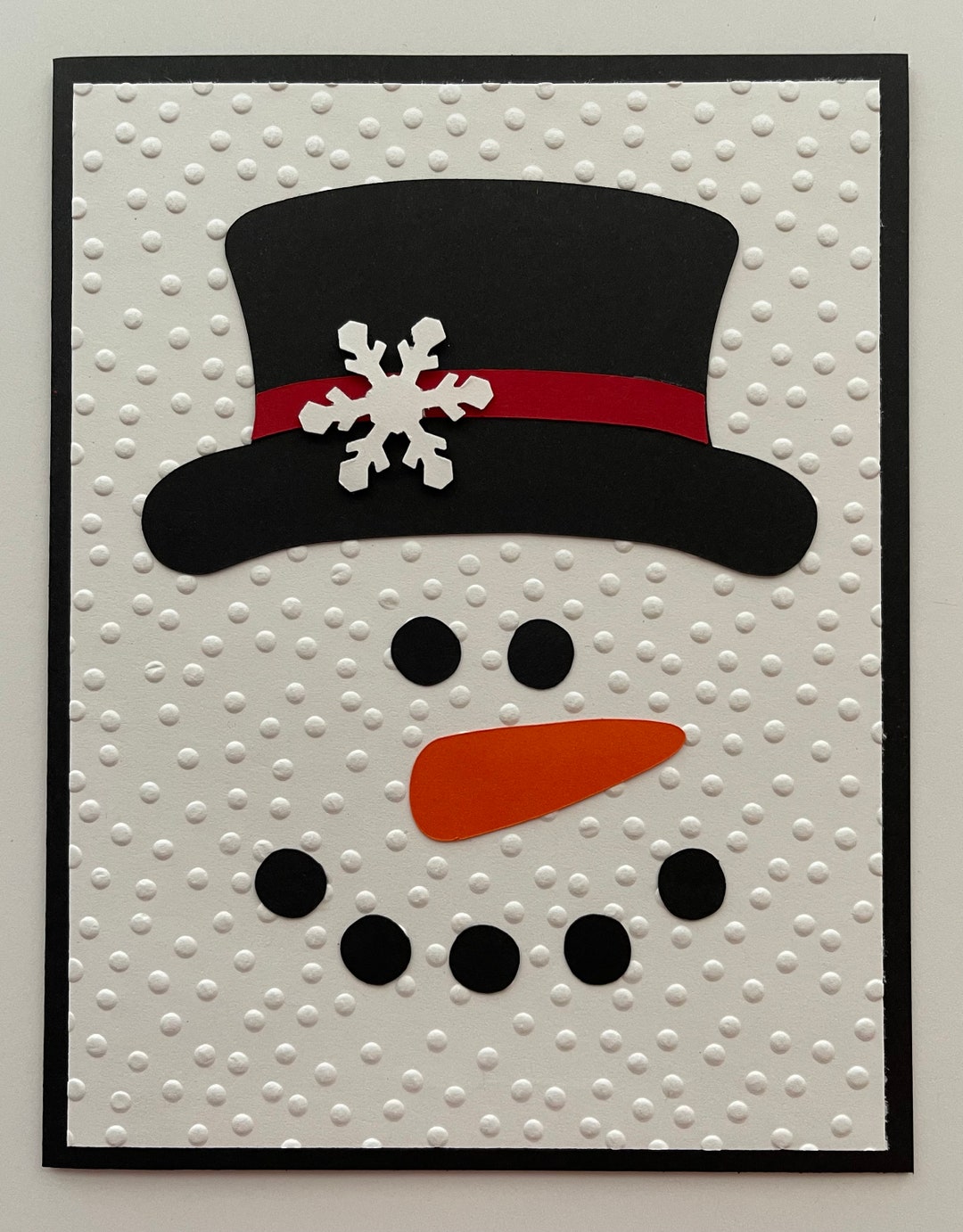 Snowman Face A2 Card, Handmade, Winter, Christmas, Snow - Etsy