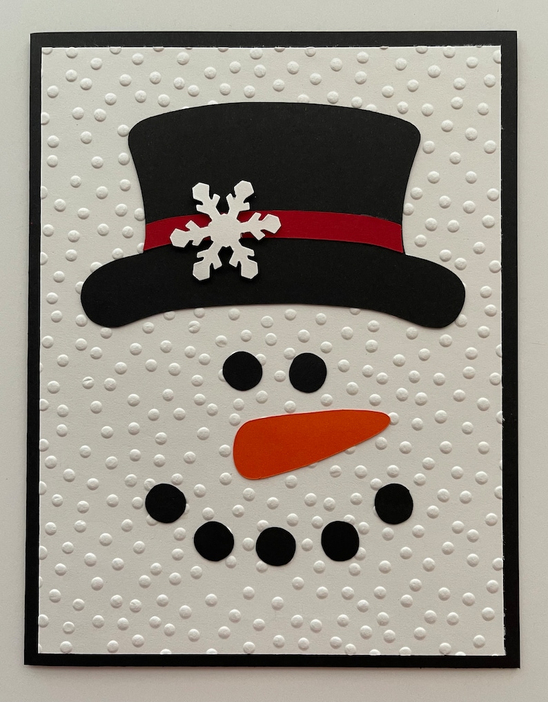 Snowman Face A2 Card, Handmade, Winter, Christmas, Snow - Etsy