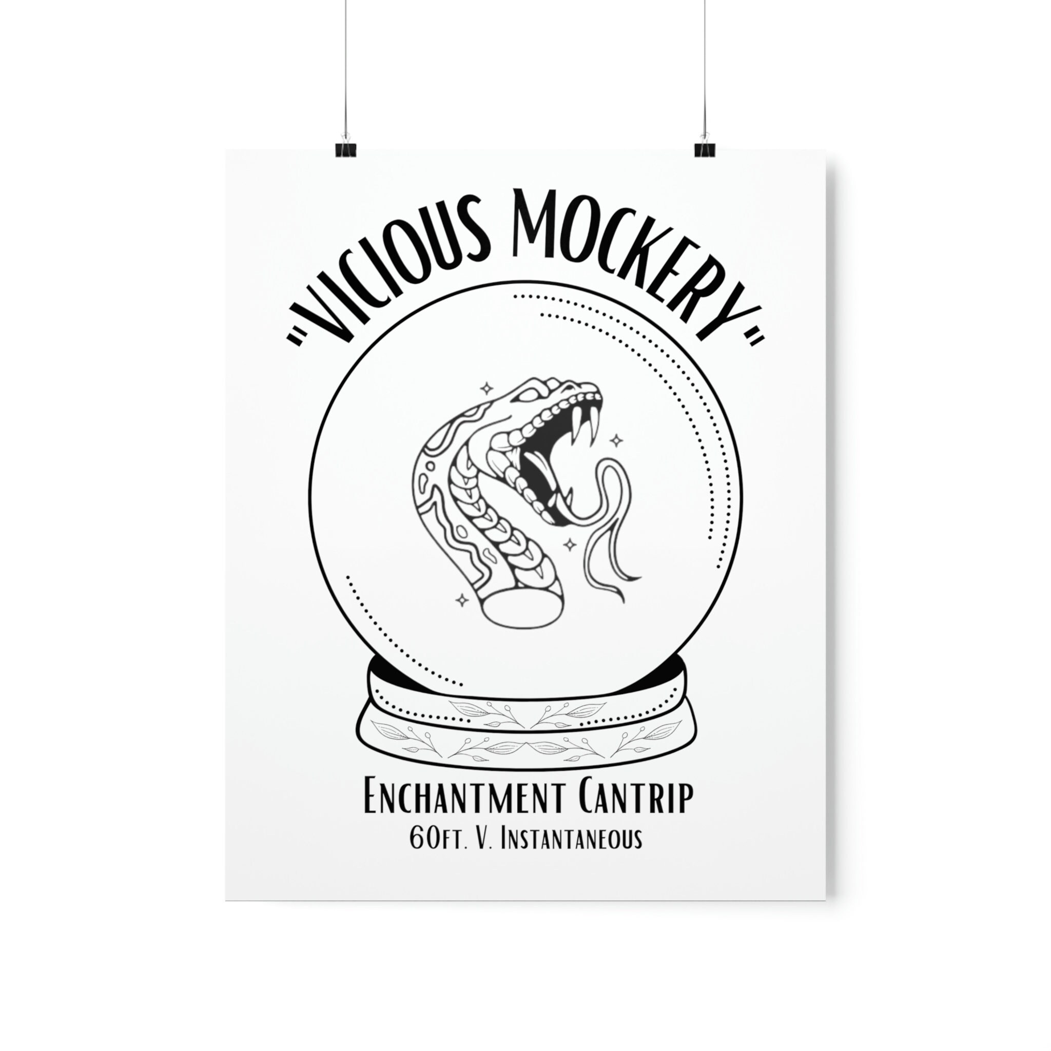 Vicious Mockery Dungeons and Dragons Gift Boho Gothic Spell Card Wall ...