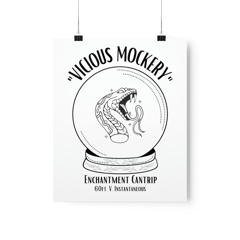 Vicious Mockery Dungeons and Dragons Gift Boho Gothic Spell Card Wall ...