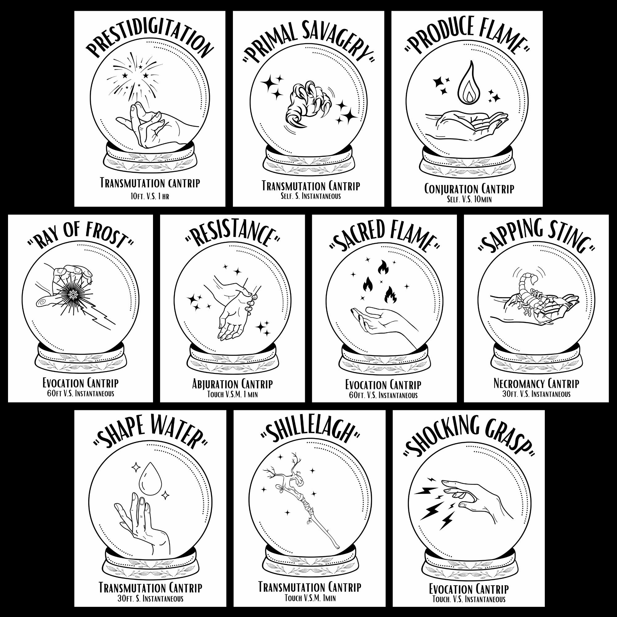 DND 5e Spell Card Prints All Cantrips - Etsy