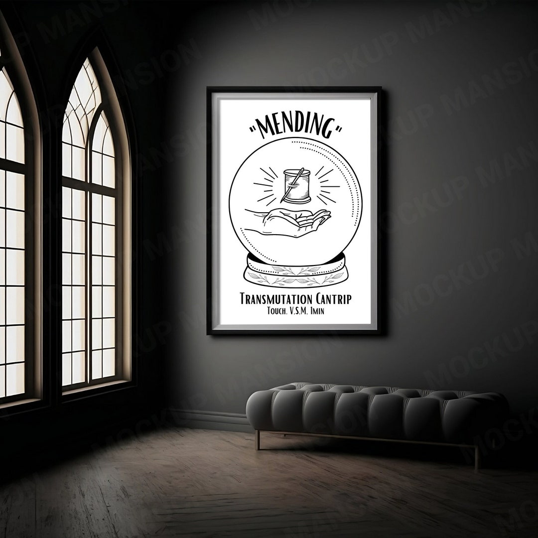 Mending Dungeons and Dragons Gift Boho Gothic Spell Card Wall Art - Etsy