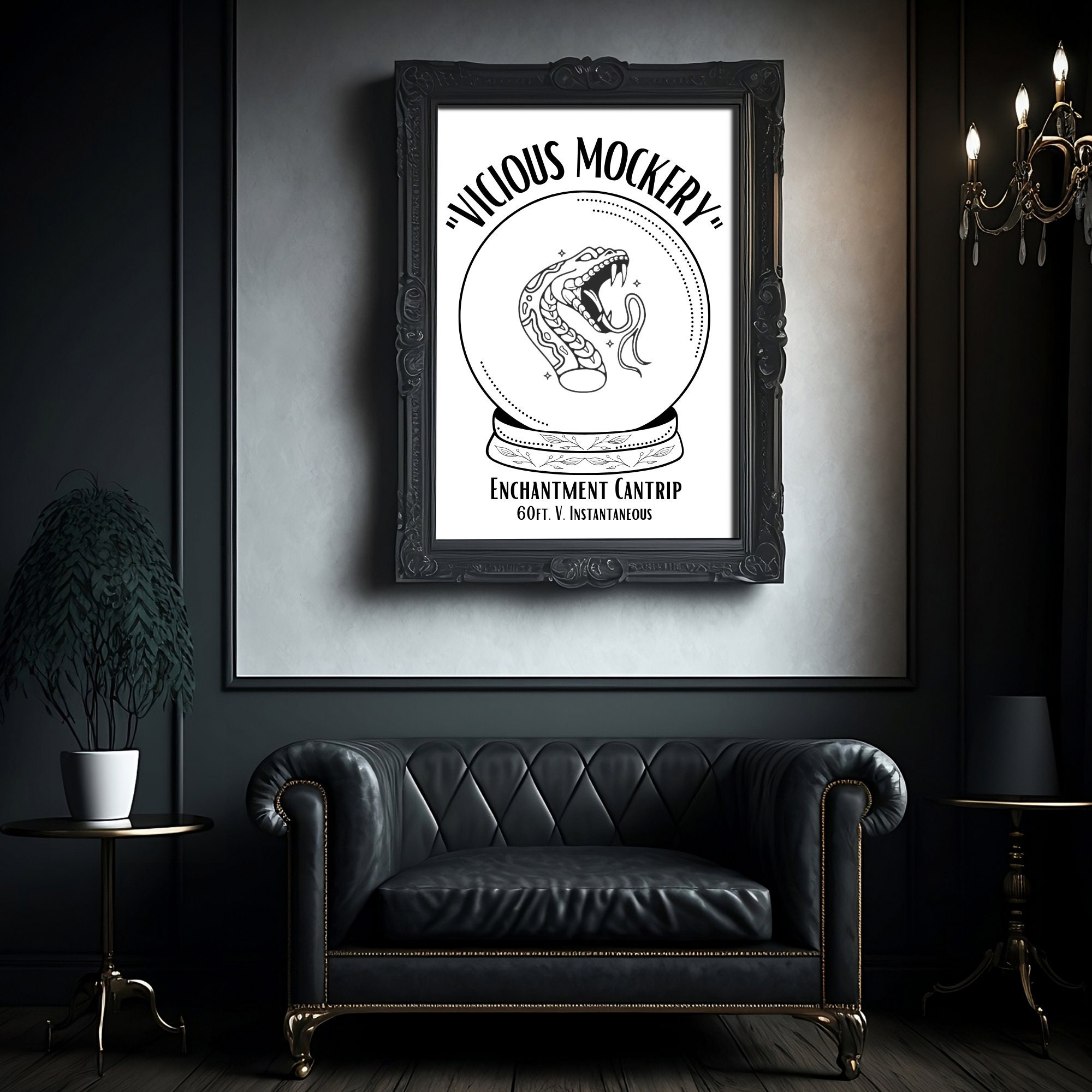 Vicious Mockery Dungeons and Dragons Gift Boho Gothic Spell Card Wall ...