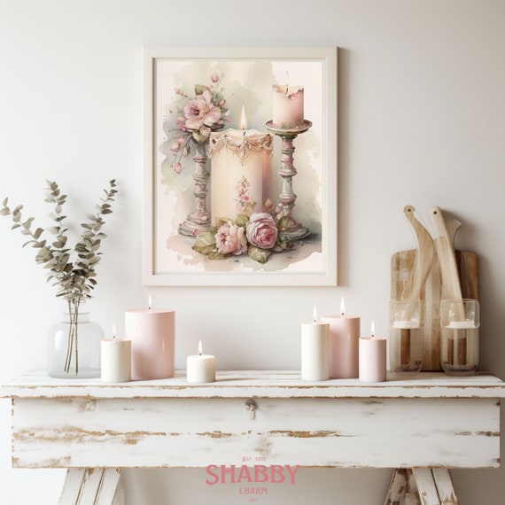 Vintage Candle Art Shabby Chic Wall Art Cottage Style Wall Decor Rustic Home Decor Print Instant Digital Download Romantic Farmhouse Style Etsy Sweden