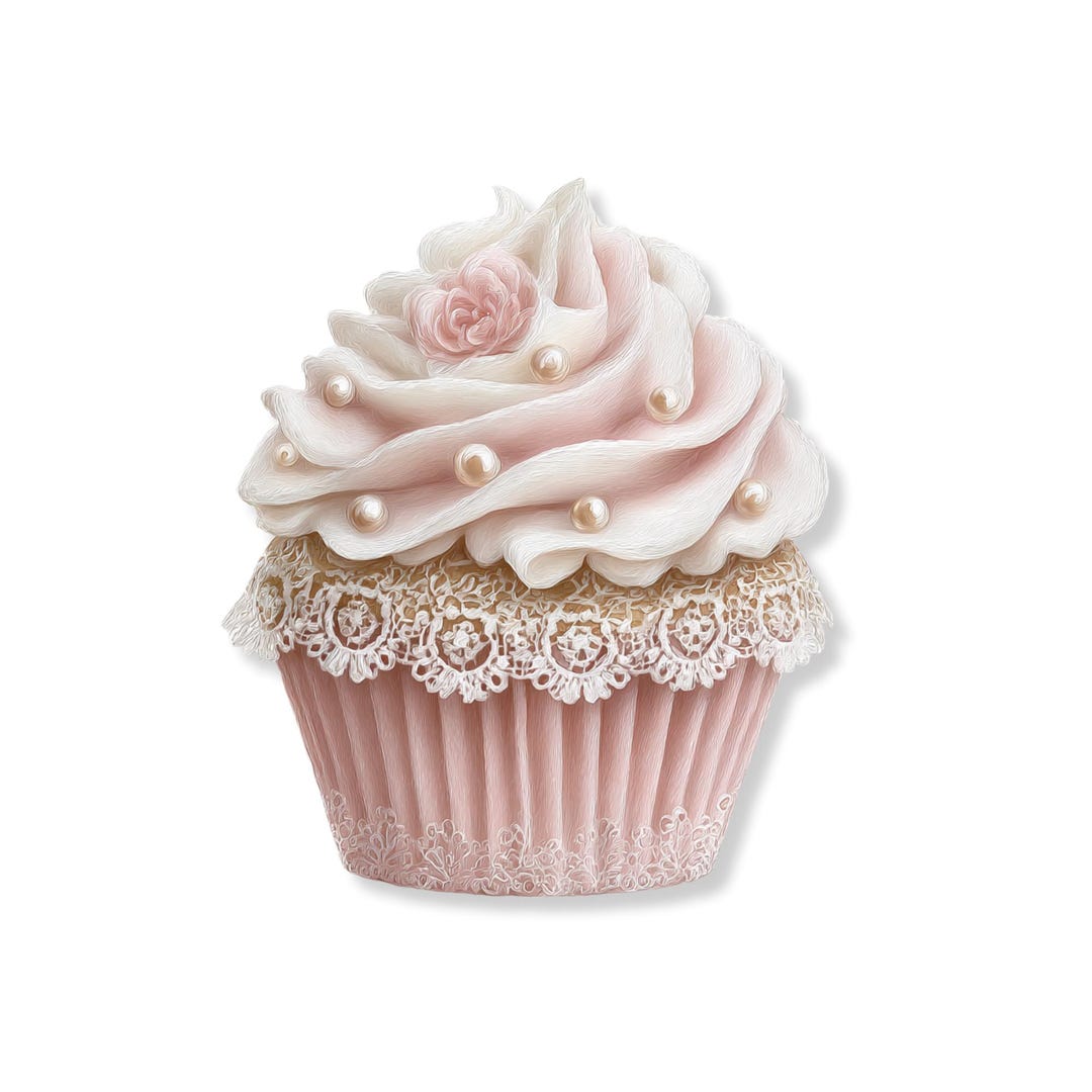 Shabby Chic Cupcake PNG Digital Download Pink Lace Cupcake Clipart ...