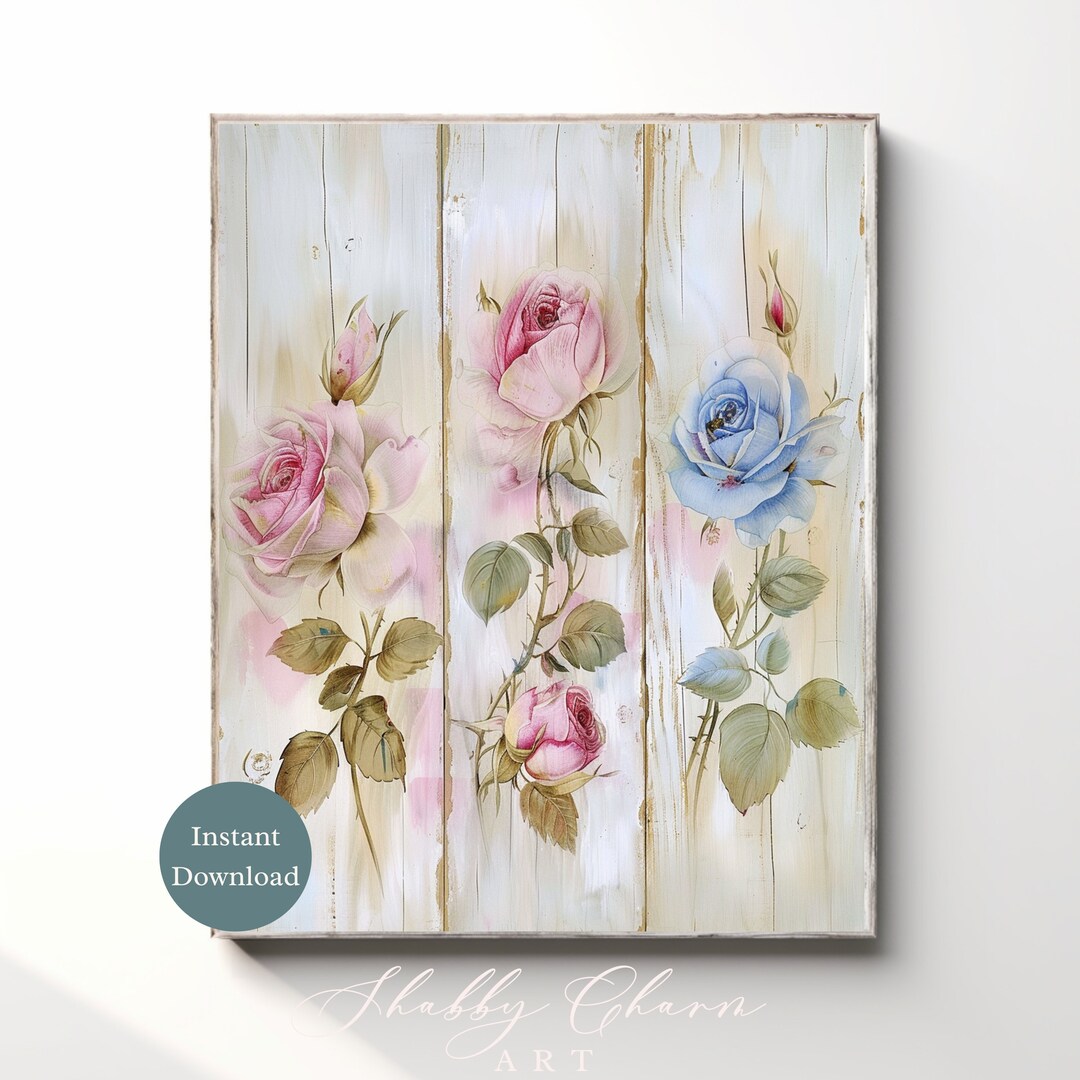 Pink Rose Wall Art, Floral Farmhouse Decor, White Wood Farmhouse Sign ...