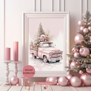 Shabby Chic Pink Vintage Style Christmas Pink Pickup Truck - Etsy