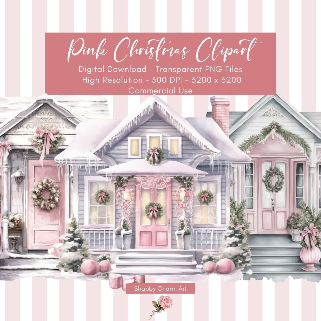 Pink Christmas Clipart Watercolor Christmas Clipart Christmas Clipart ...
