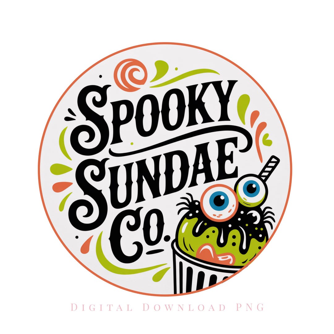 Spooky Sundae PNG Halloween Ice Cream Decor Cute Monster Treat Round ...
