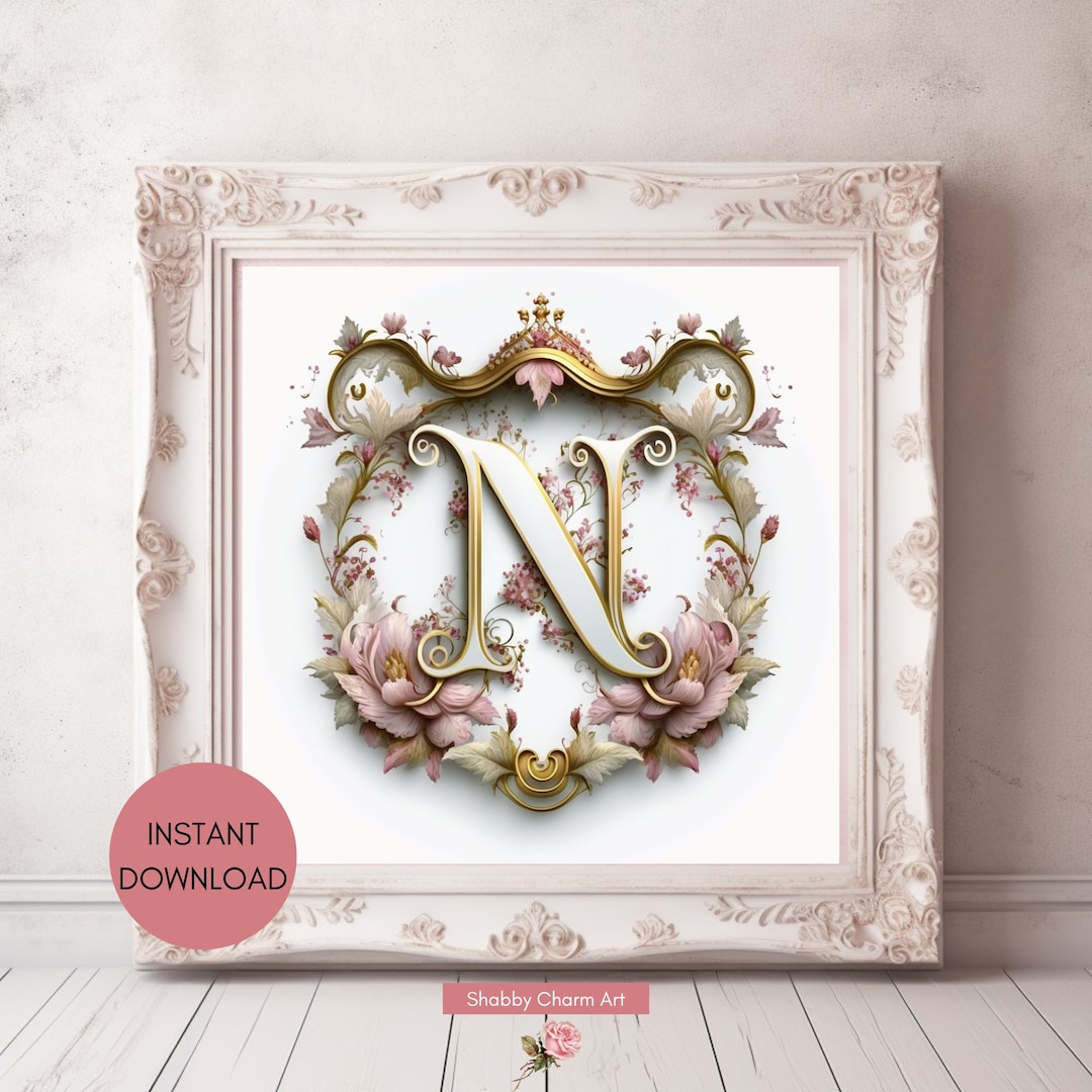 Letter N Alphabet Letter Art Floral Letter Letter Wall Decor Letter Art ...
