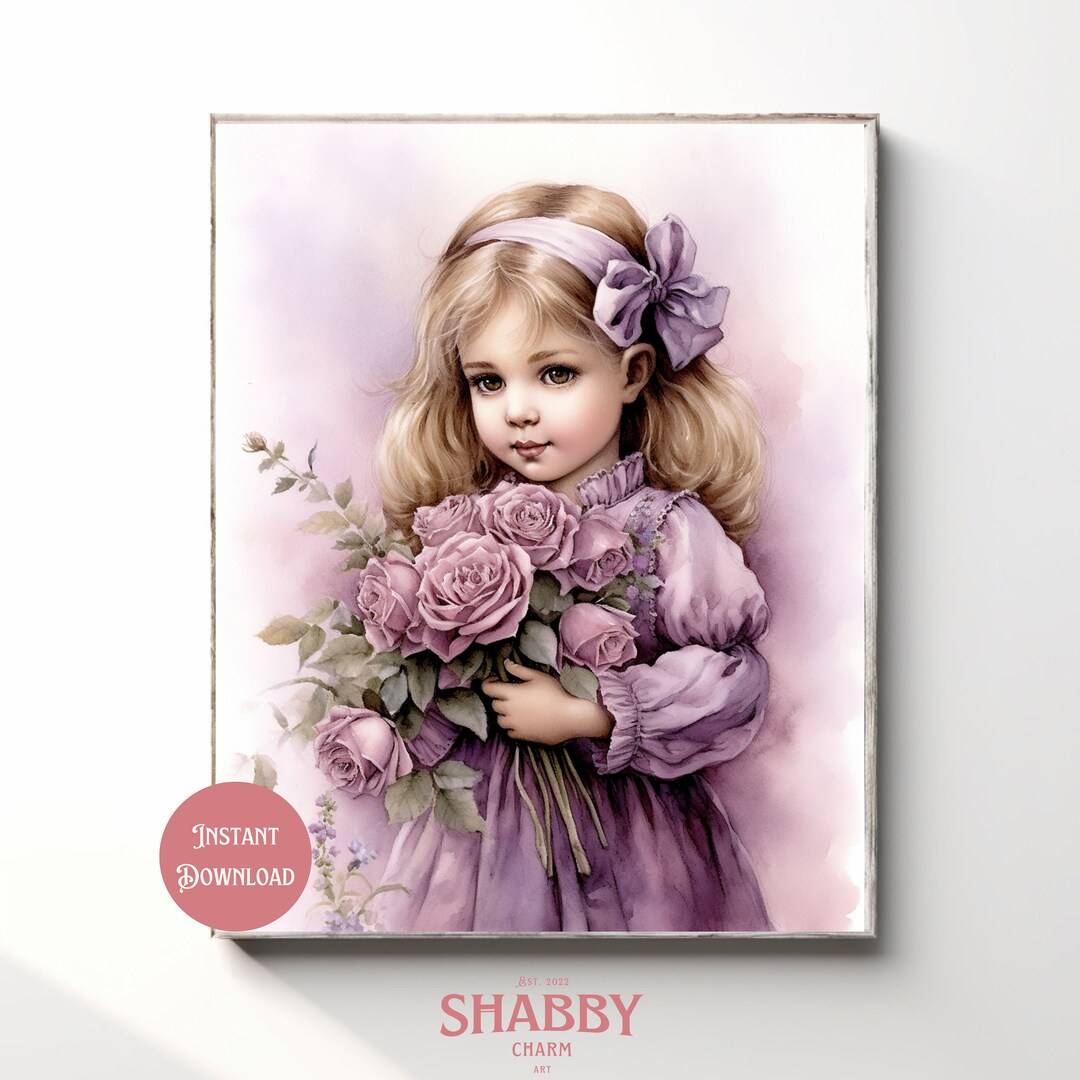 Retro Little Girl Digital Images Vintage Kids Art Little Girl Prints ...
