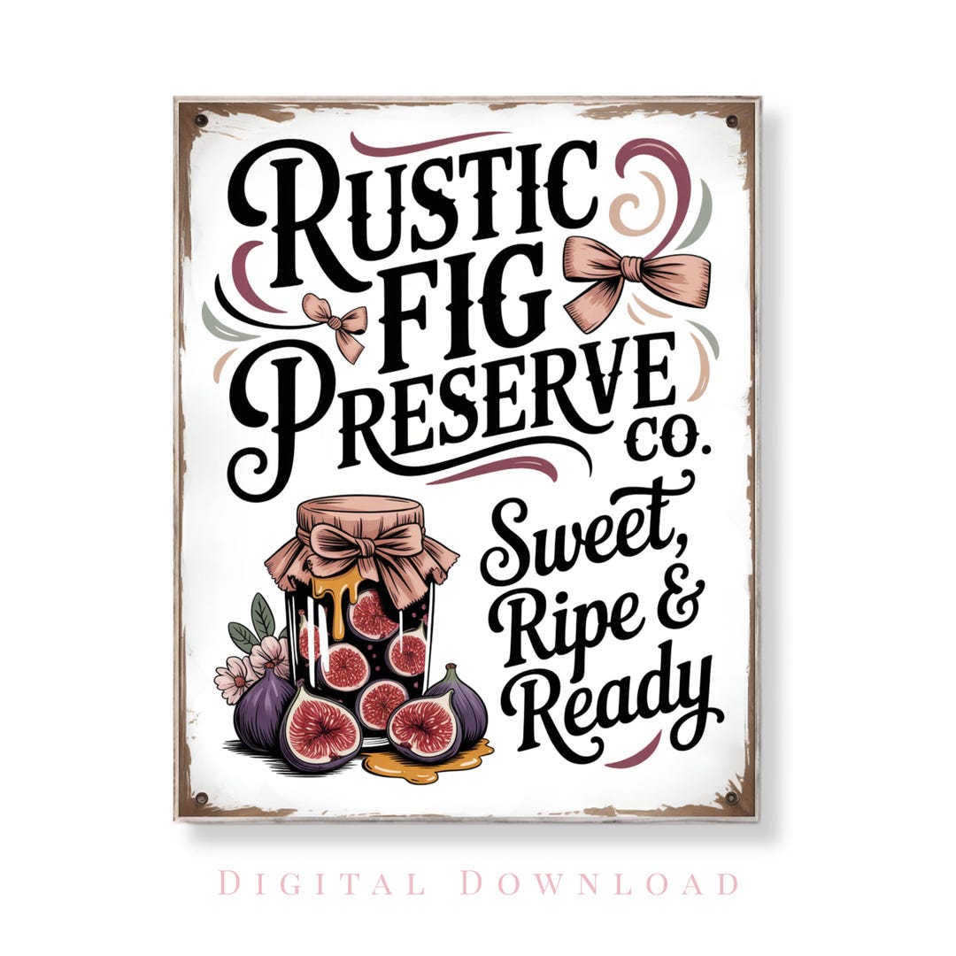 Rustic Fig Preserve Wall Art Farmhouse Kitchen Decor Vintage Pantry ...