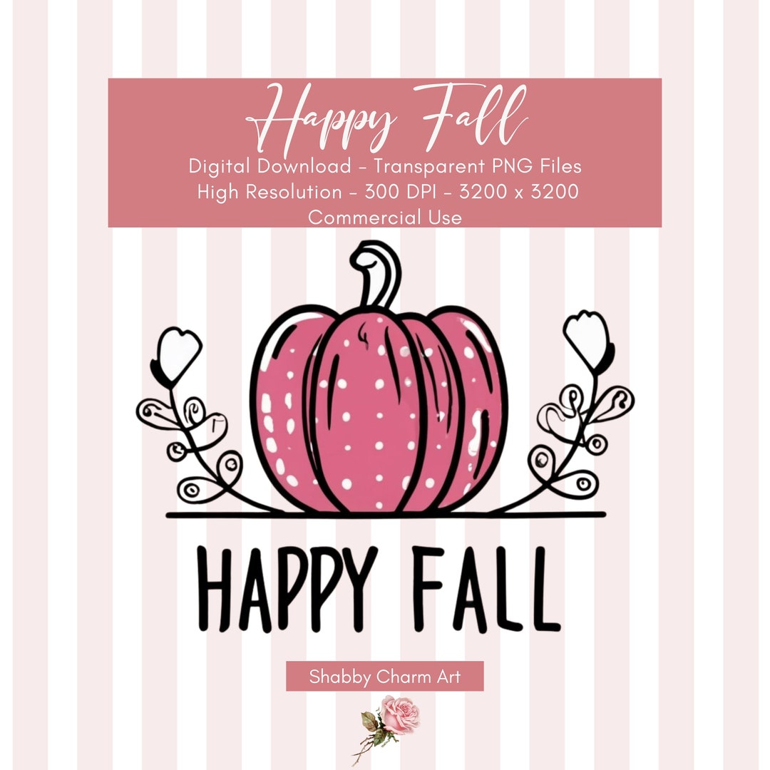 Happy Fall Pink Pumpkin Clipart Pink Pumpkin PNG Transparent Background ...