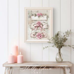 Pink Rose Wall Art, Floral Farmhouse Decor, White Wood Farmhouse Sign ...