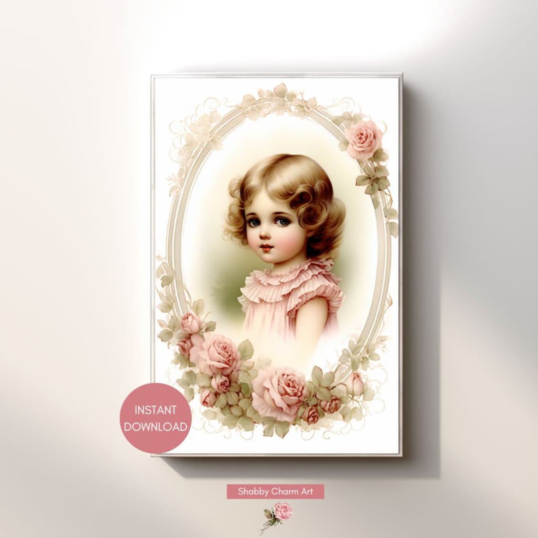 Retro Little Girl Digital Images Vintage Kids Art Little Girl Prints ...