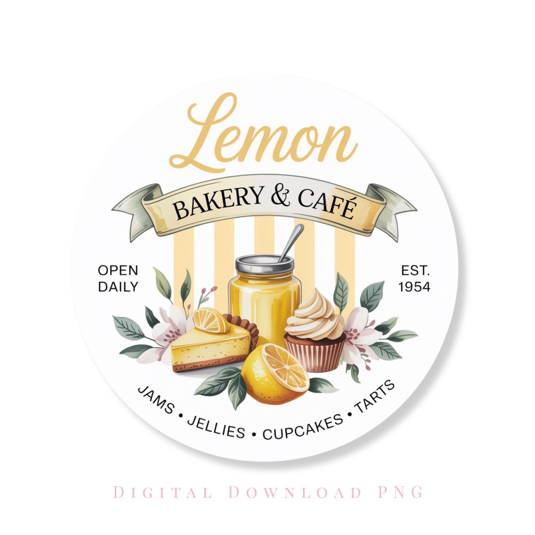Lemon PNG Bakery Cafe Round Sign Vintage Farmhouse Kitchen Wall Decor ...