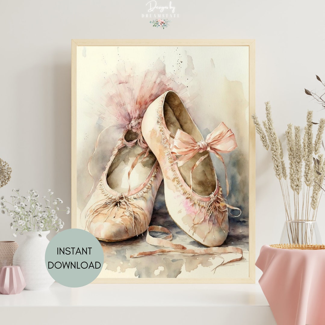 Watercolor Pink Ballerina Ballet Shoes Instant Digital - Etsy