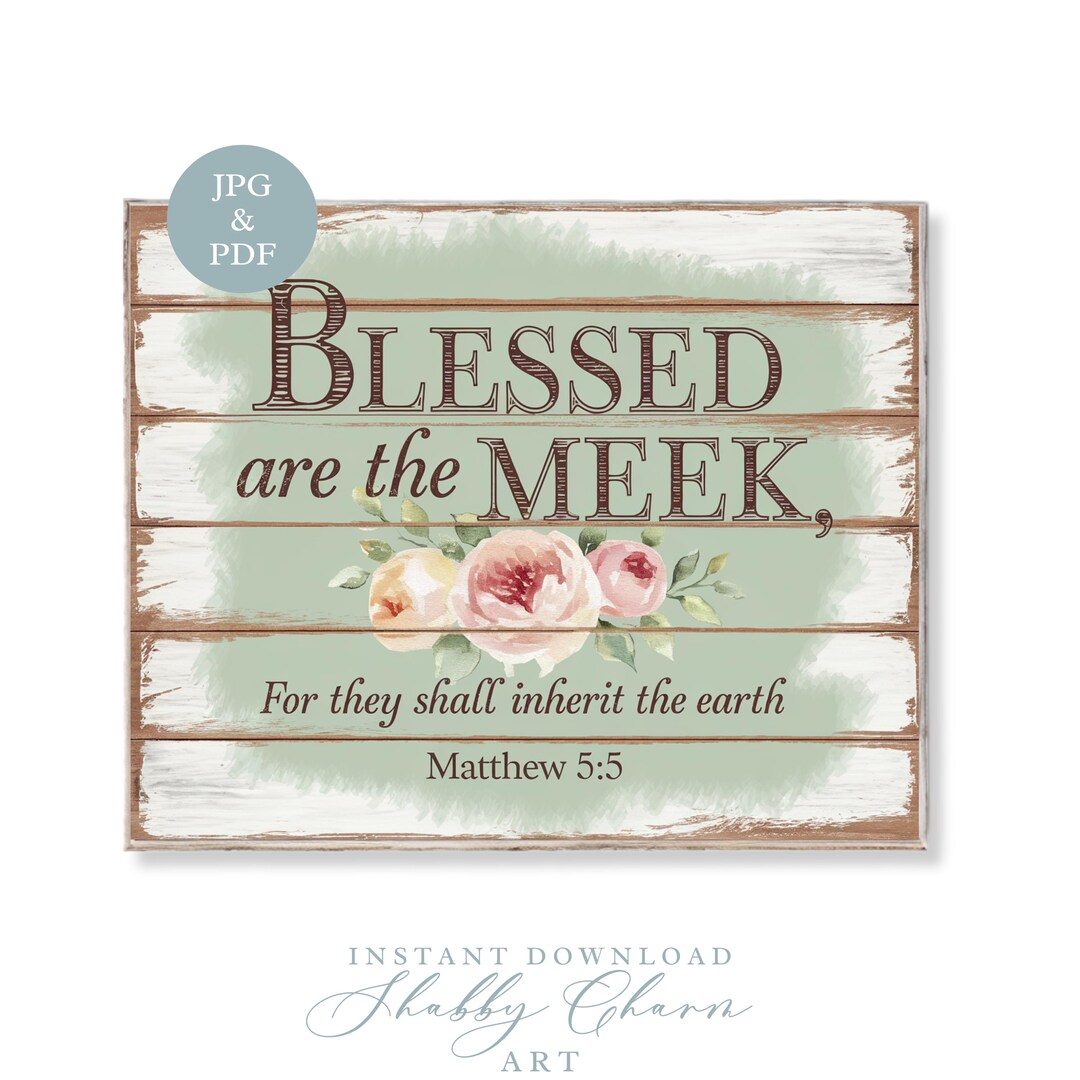 Christian Wall Art Blessed Are the Meek Sign, Rustic Bible Verse Decor ...