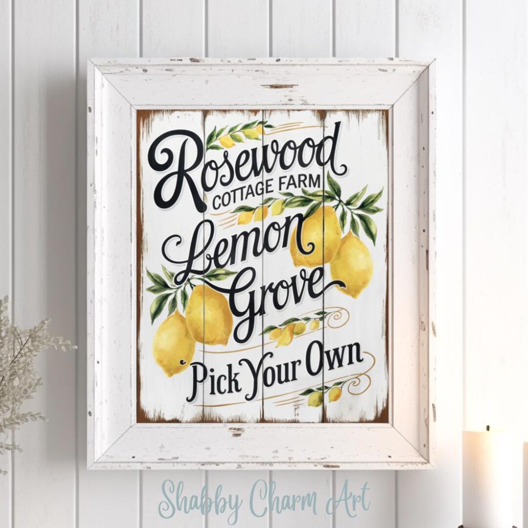 Lemon Wall Art - Rosewood Cottage Farm Lemon Grove Sign, Rustic Kitchen ...