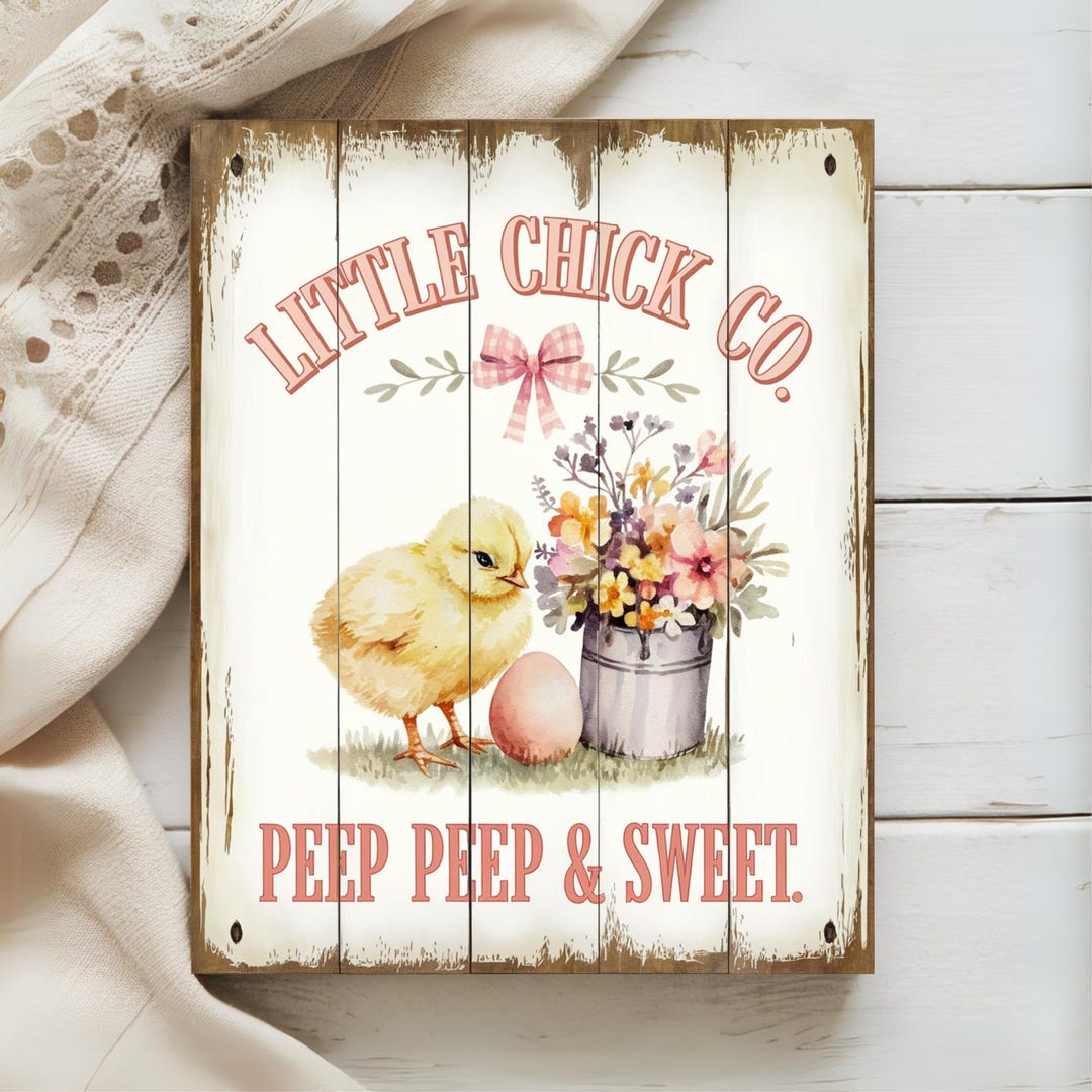 Little Chick Co Peep Peep and Sweet Sign Shabby Chic Baby Farm Animal ...