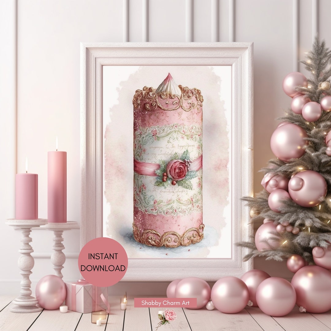 Yule Decor Yule Art 8x10 Christmas Print Wall Art Shabby Pink Christmas ...
