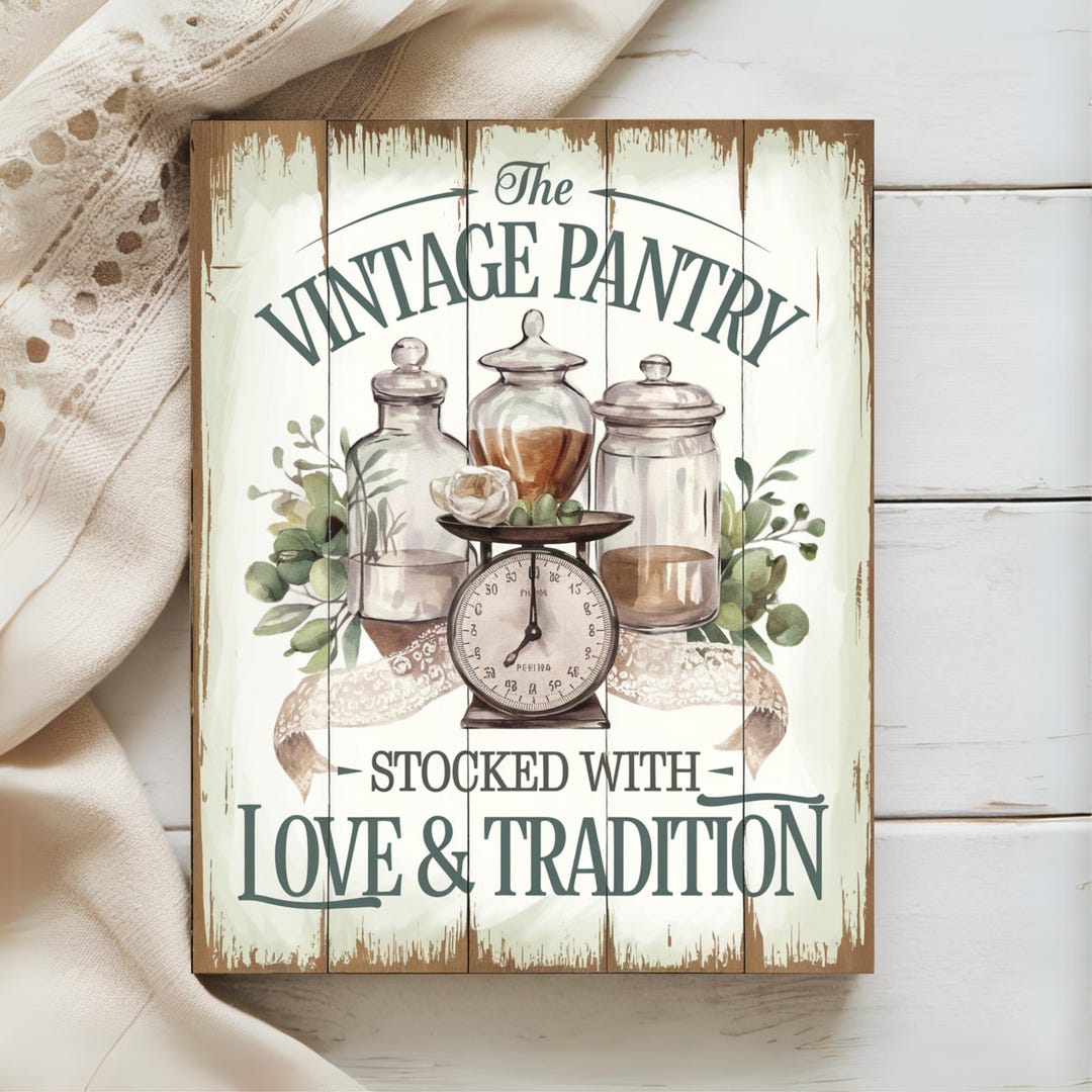 Vintage Pantry Sign Shabby Chic Farmhouse Kitchen Wall Art Rustic ...