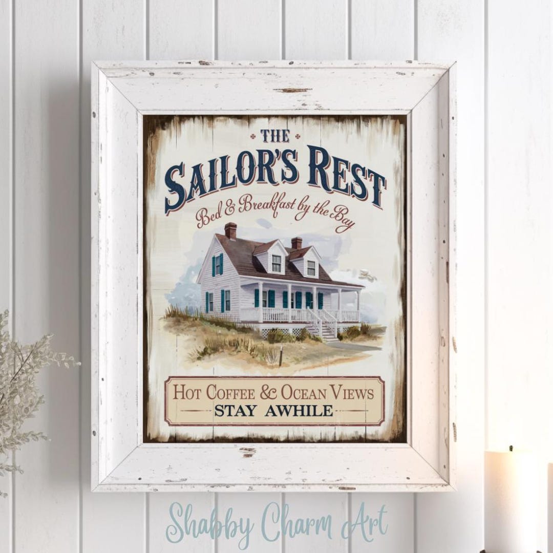 Sailor’s Rest Primitive Coastal Sign Rustic Beach House Wall Art ...